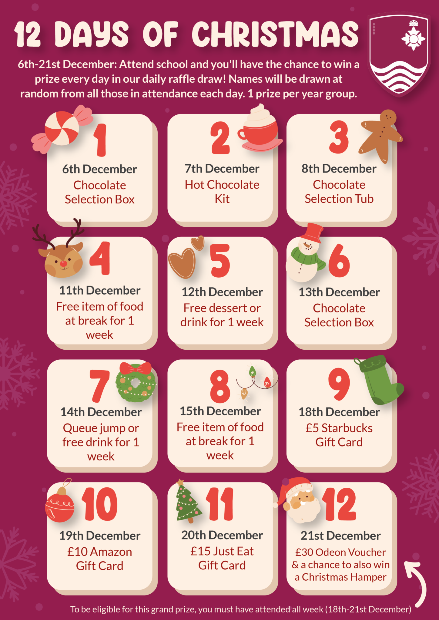 12 Days of Christmas Attendance - Dame Elizabeth Cadbury School