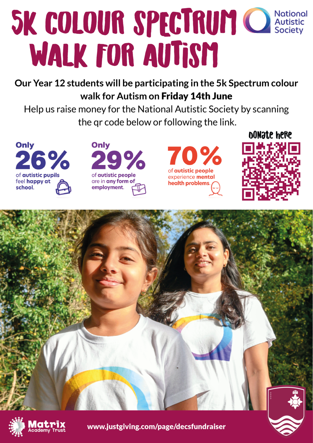 Year 12 5K Colour Spectrum Walk for Autism - Dame Elizabeth Cadbury School