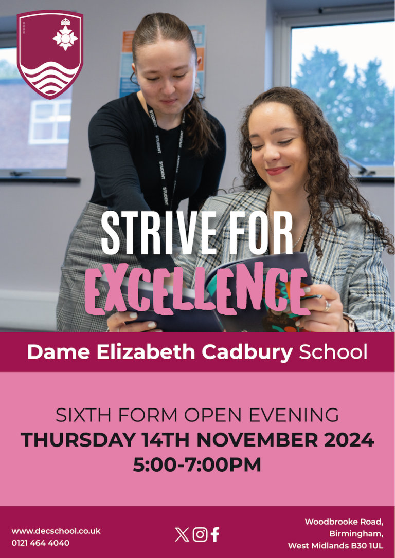Sixth Form Open Evening 2024 - Dame Elizabeth Cadbury School
